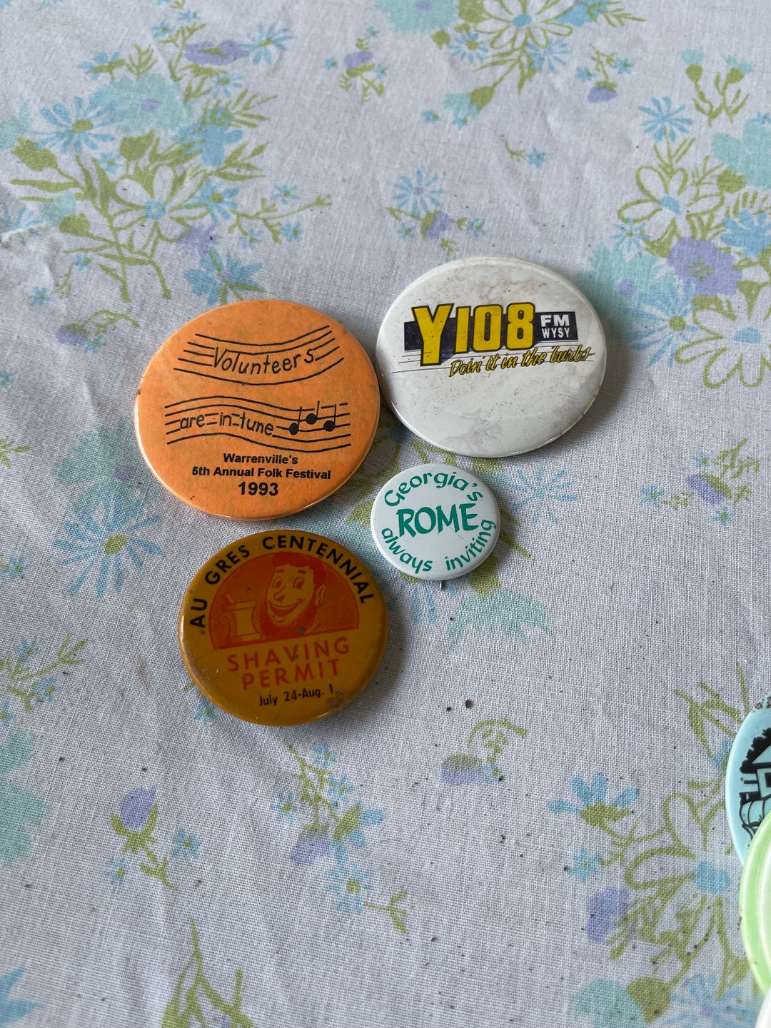 Vintage Lot of 4 PINBACK Button BADGES Advertising Shaving Permit Y108 ...