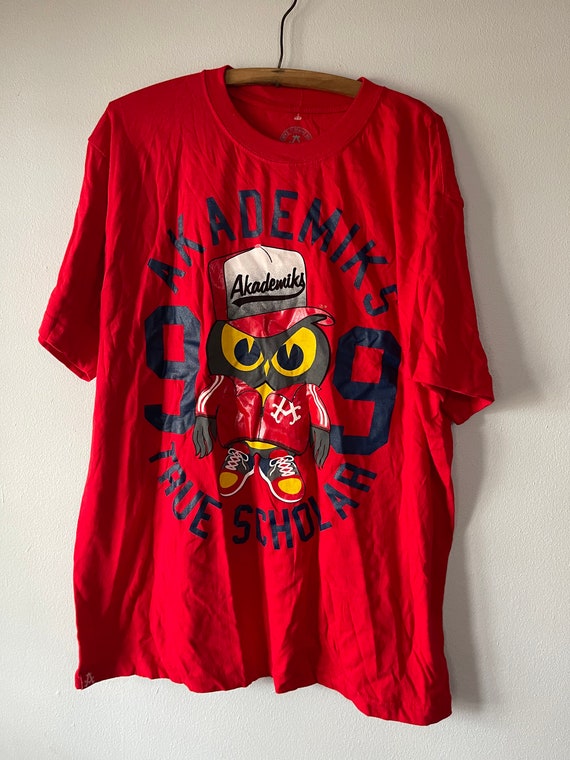 MENS Vintage 90s AKADEMIKS Red TSHIRT Extra large - Gem