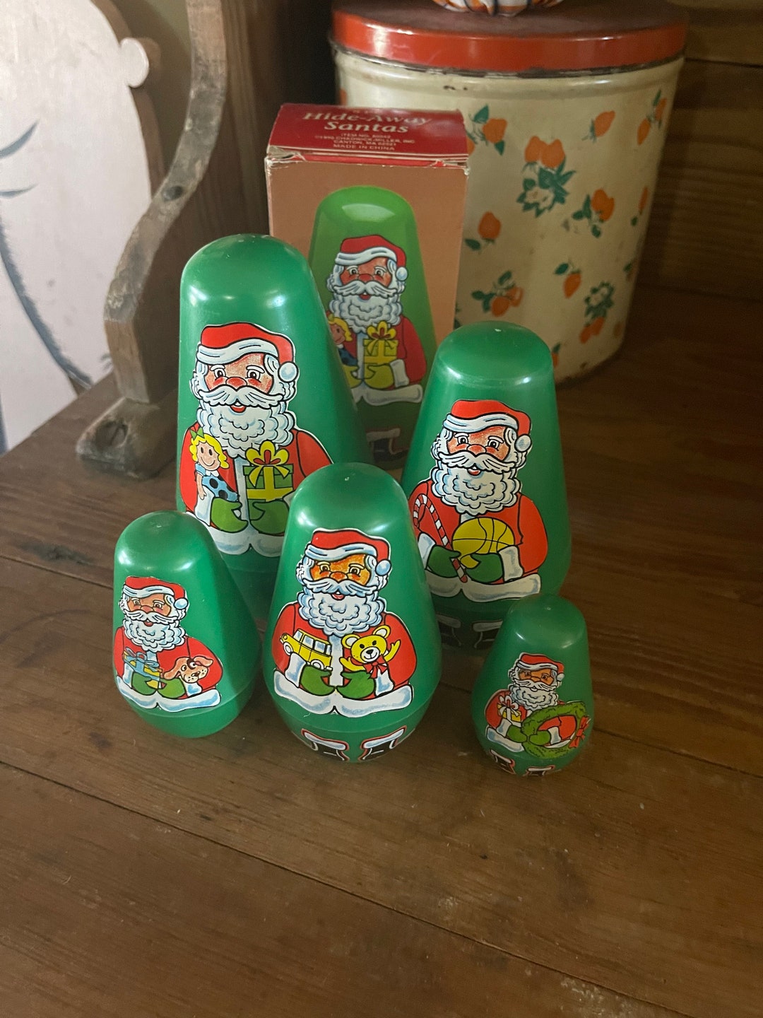 ADORABLE Vintage SANTA Nesting Dolls Decoration - Etsy