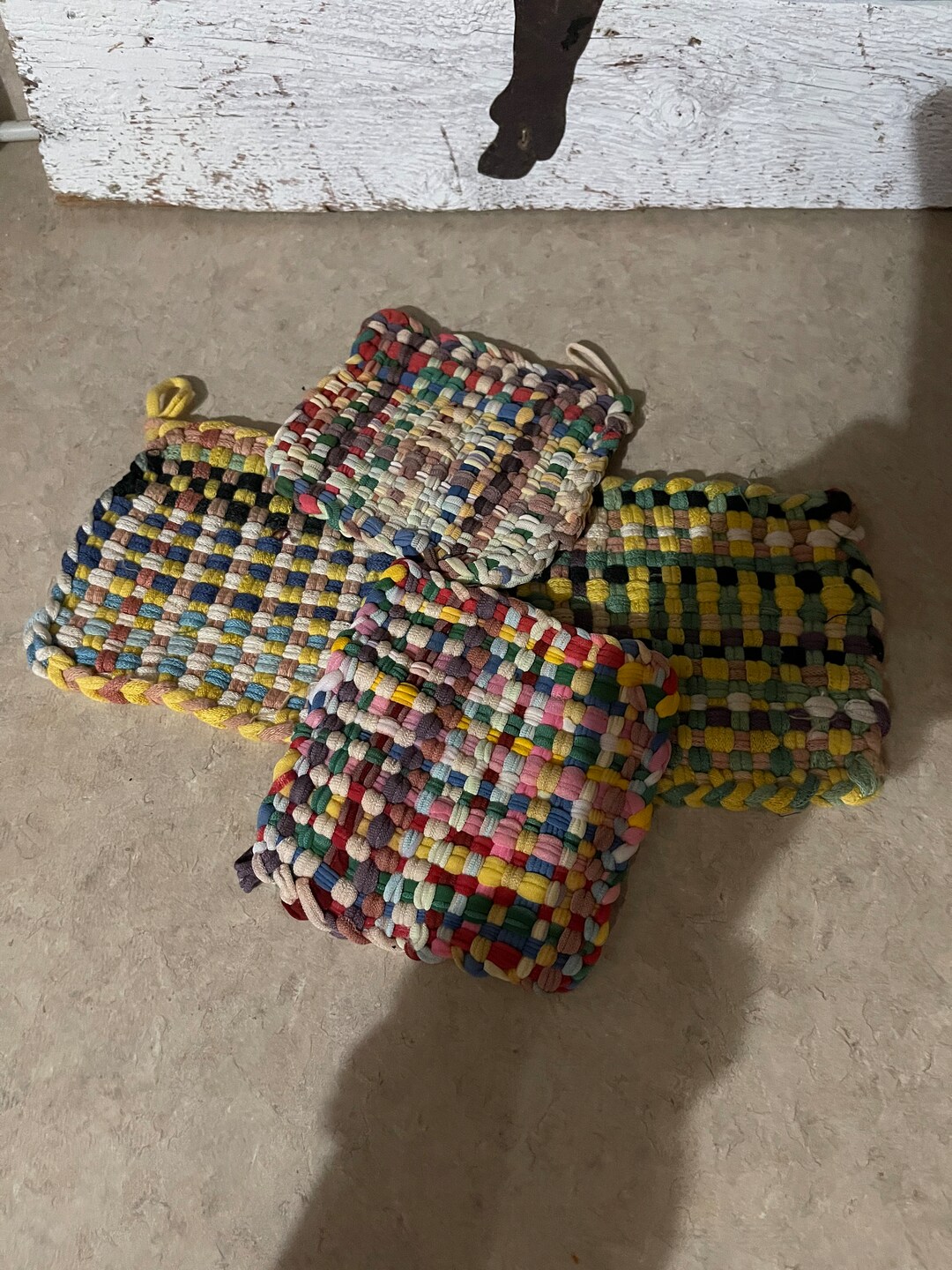 Vintage PRIMITIVE Lot of 4 RAG Loop POTHOLDERS - Etsy