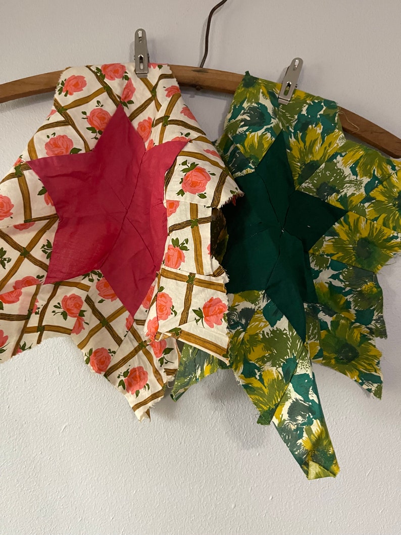 Vintage 60s LOT of 2 STAR Shaped QUILT Top Scrap Pieces - Etsy