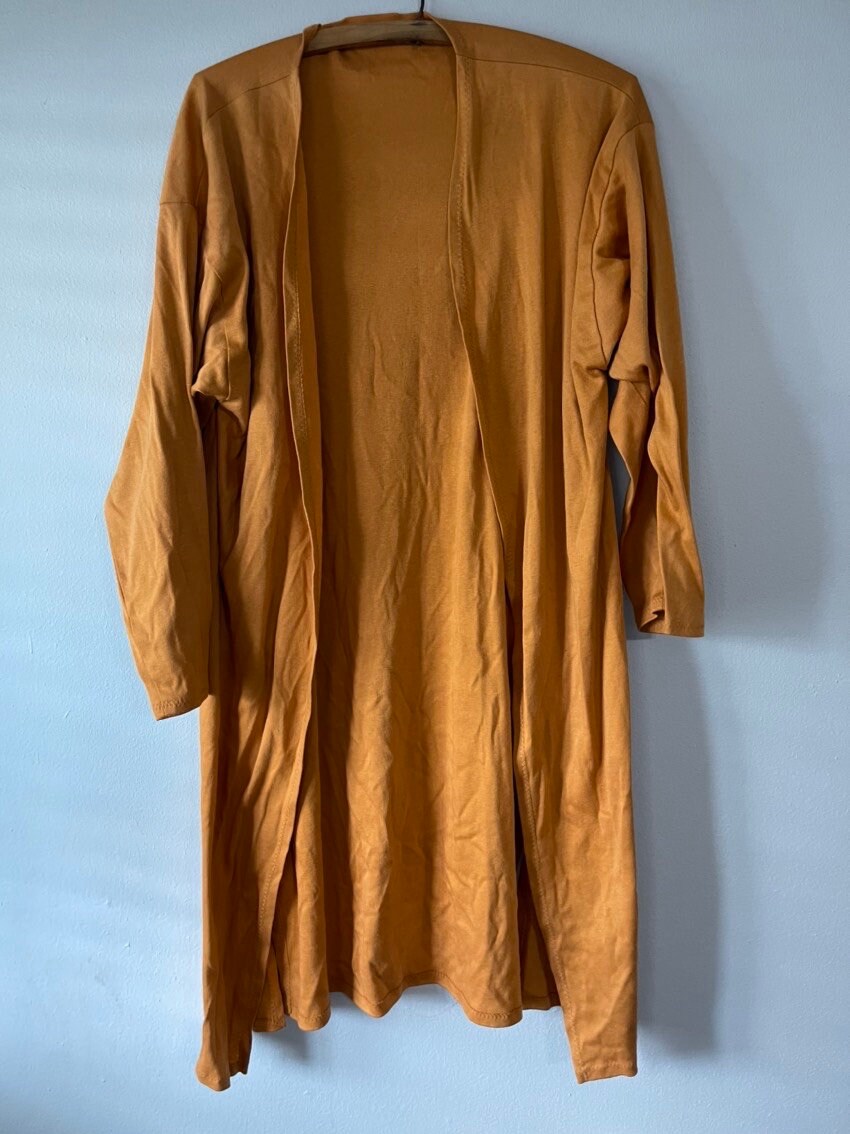 Vintage 80s MUSTARD Knit Long Duster CARDIGAN Punk Medium Etsy UK