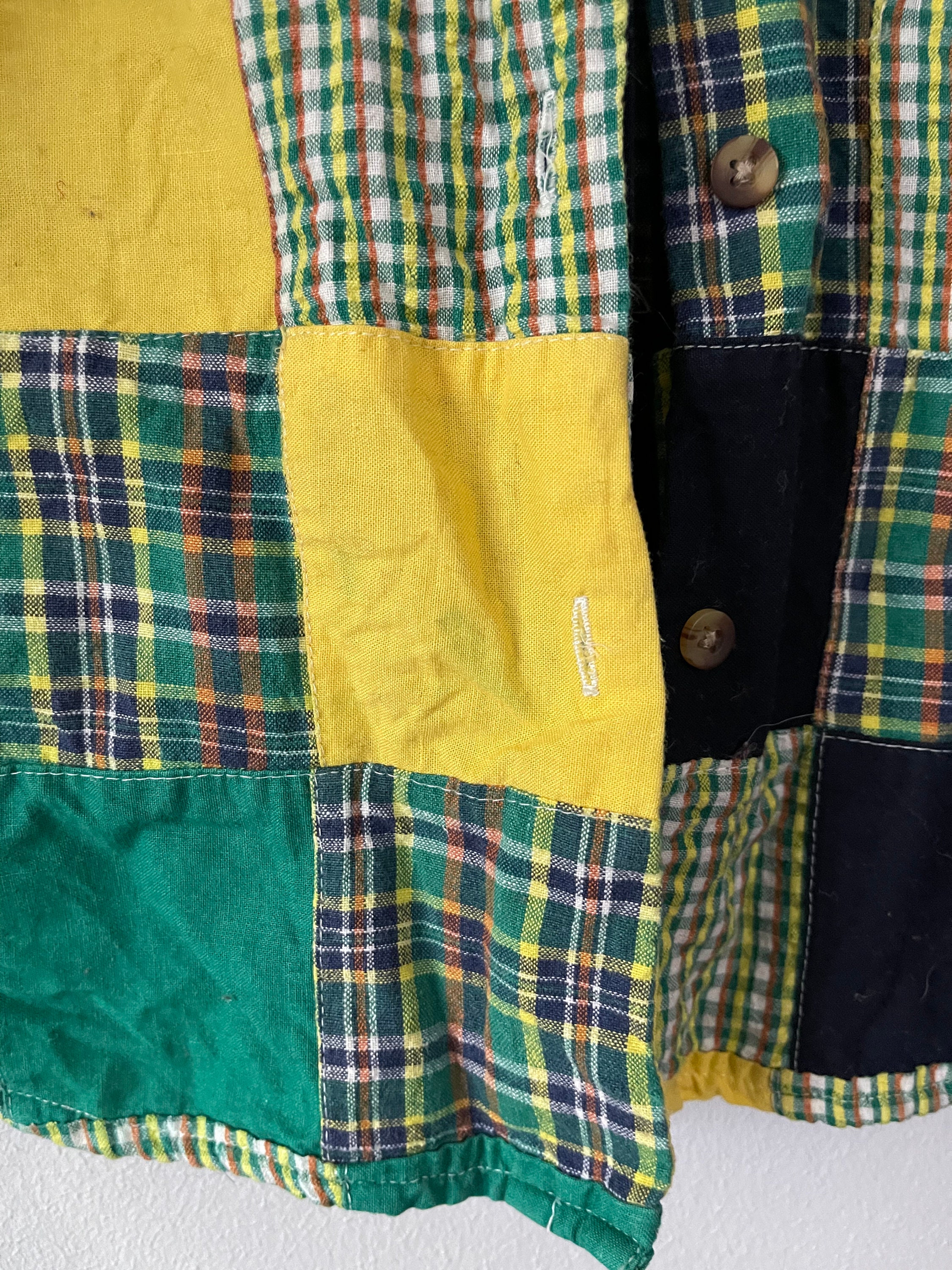 Vintage 90s PLAID PATCHWORK Button up SHIRT Top Sm to Med - Etsy