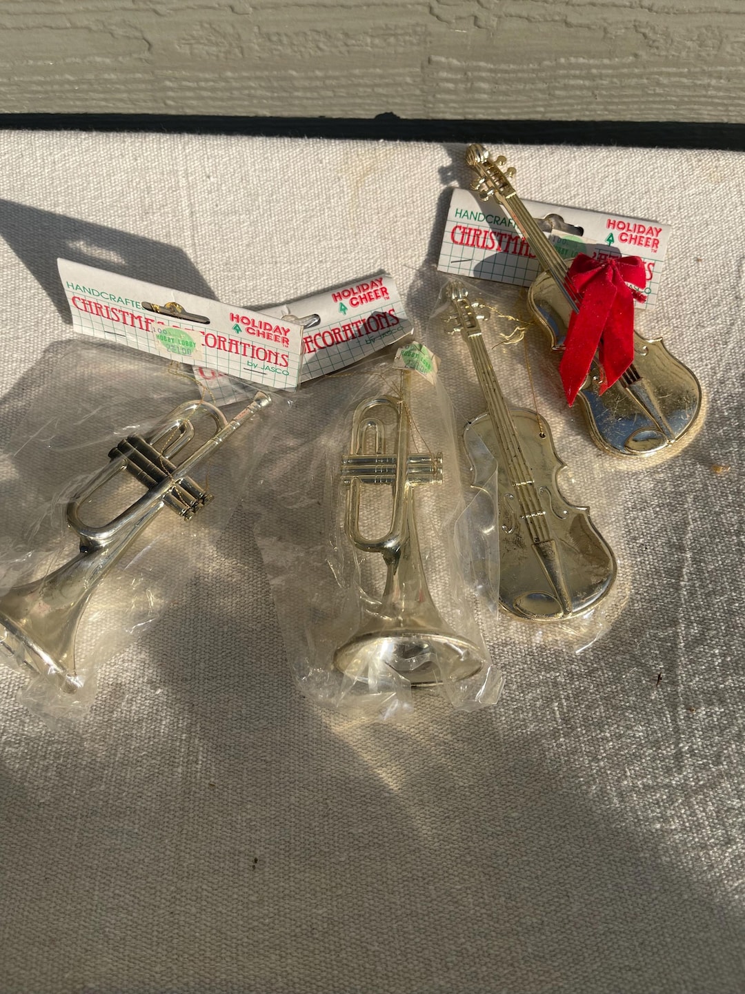 Vintage CHRISTMAS Lot of 4 MUSICAL INSTRUMENTS Ornaments New Old Stock ...