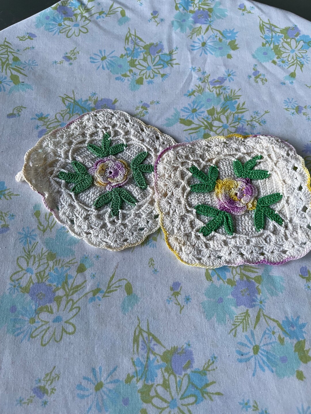 CUTE Vintage PAIR of Little Square Doilies - Etsy