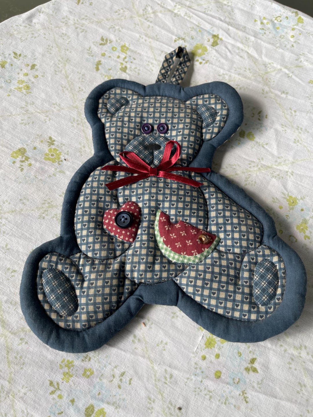 Adorable Vintage Blue Teddy Bear Potholder Etsy