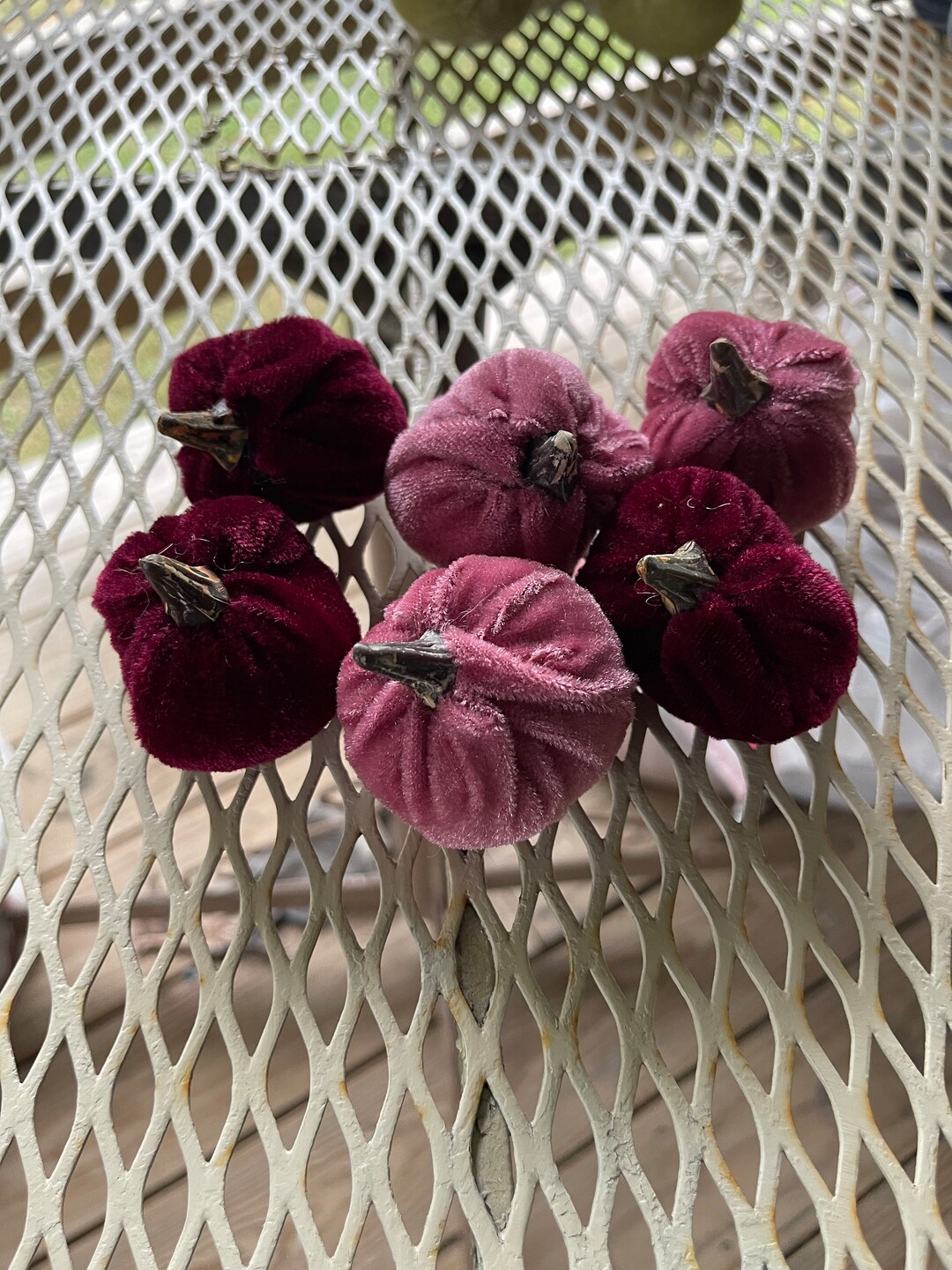 CUTE Lot of 6 Mini VELVET PUMPKINS Burgundy and Pink - Etsy