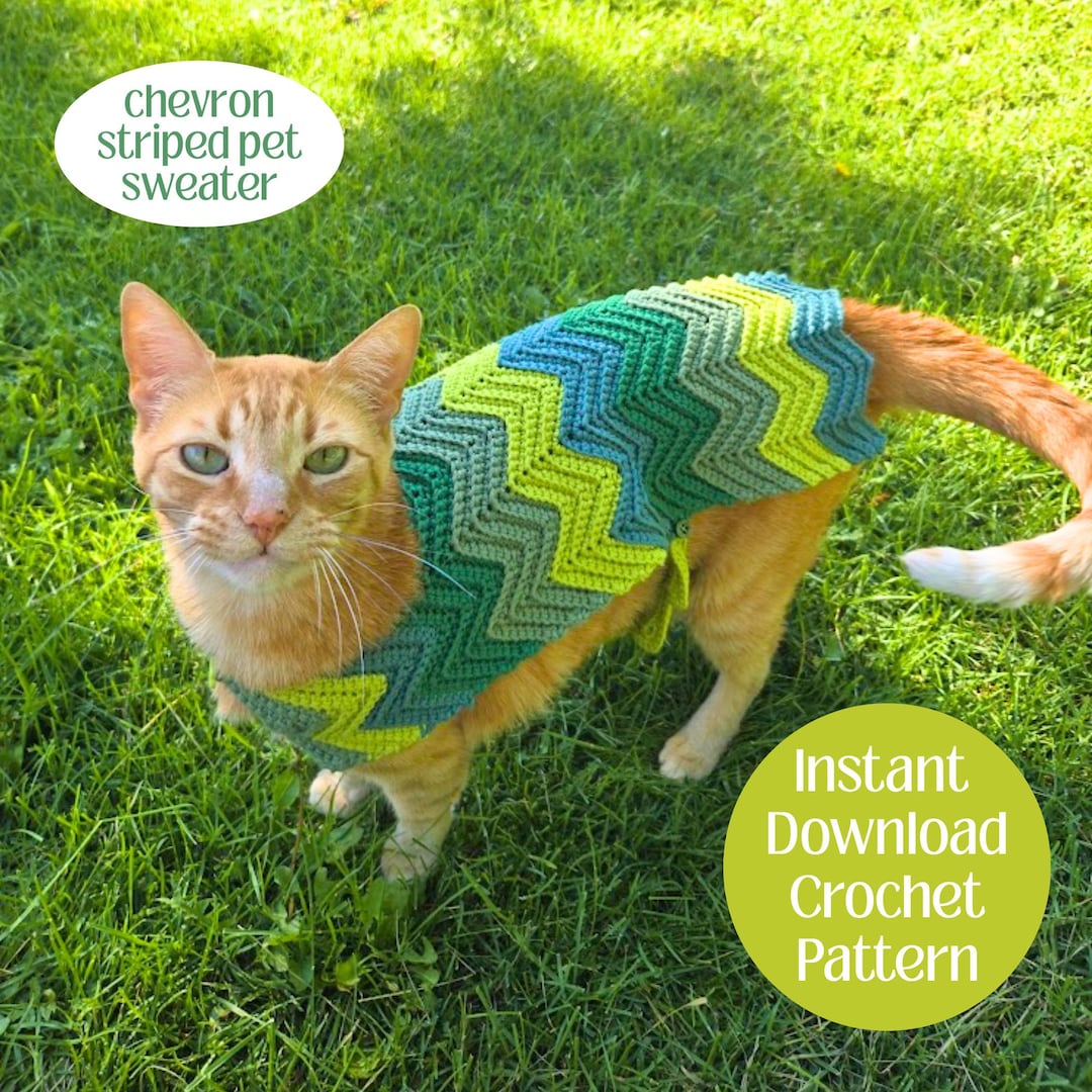 Chevron Cat Sweater Crochet Pattern: Beginner-friendly Pet Costume (PDF ...
