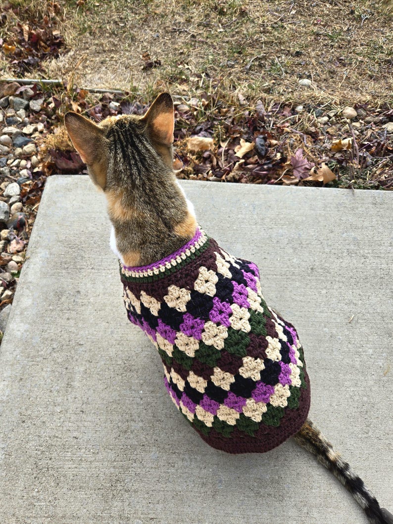 Cat Sweater Crochet Pattern Diamond Cat Sweater Diamond Crochet Stitch ...