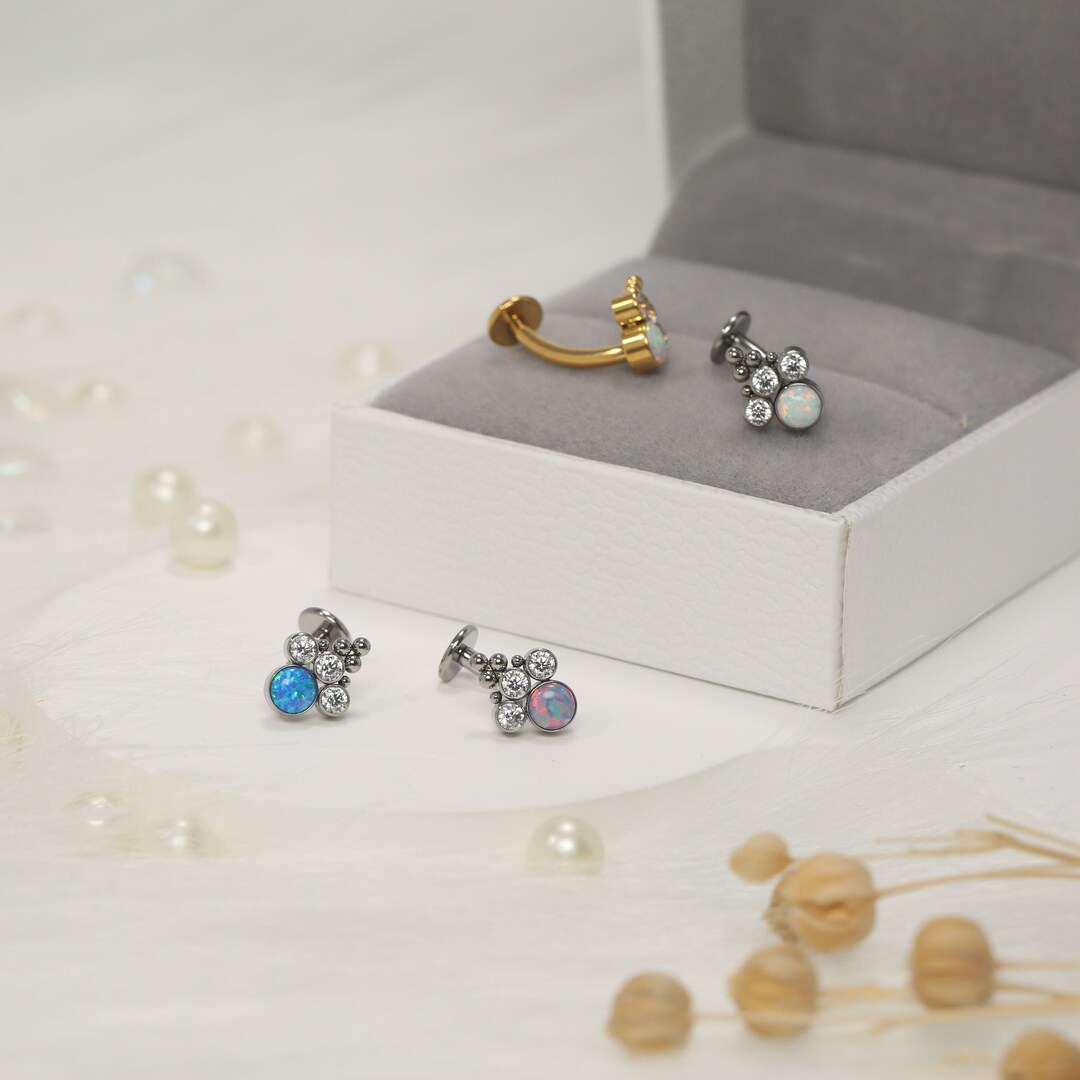 Opal Round Bottom Belly Button Jewelry Belly Button Ring 14G Titanium ...