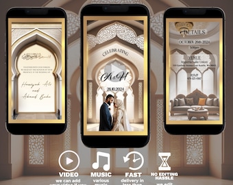 Muslim Wedding Video Invitation, Customizable Floral Muslim Wedding ...