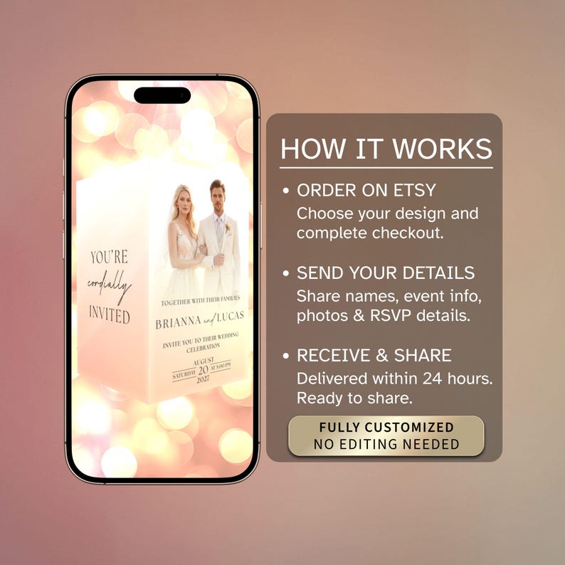 3D Cube Wedding Invitation Video, Digital Wedding Evite, Animated ...