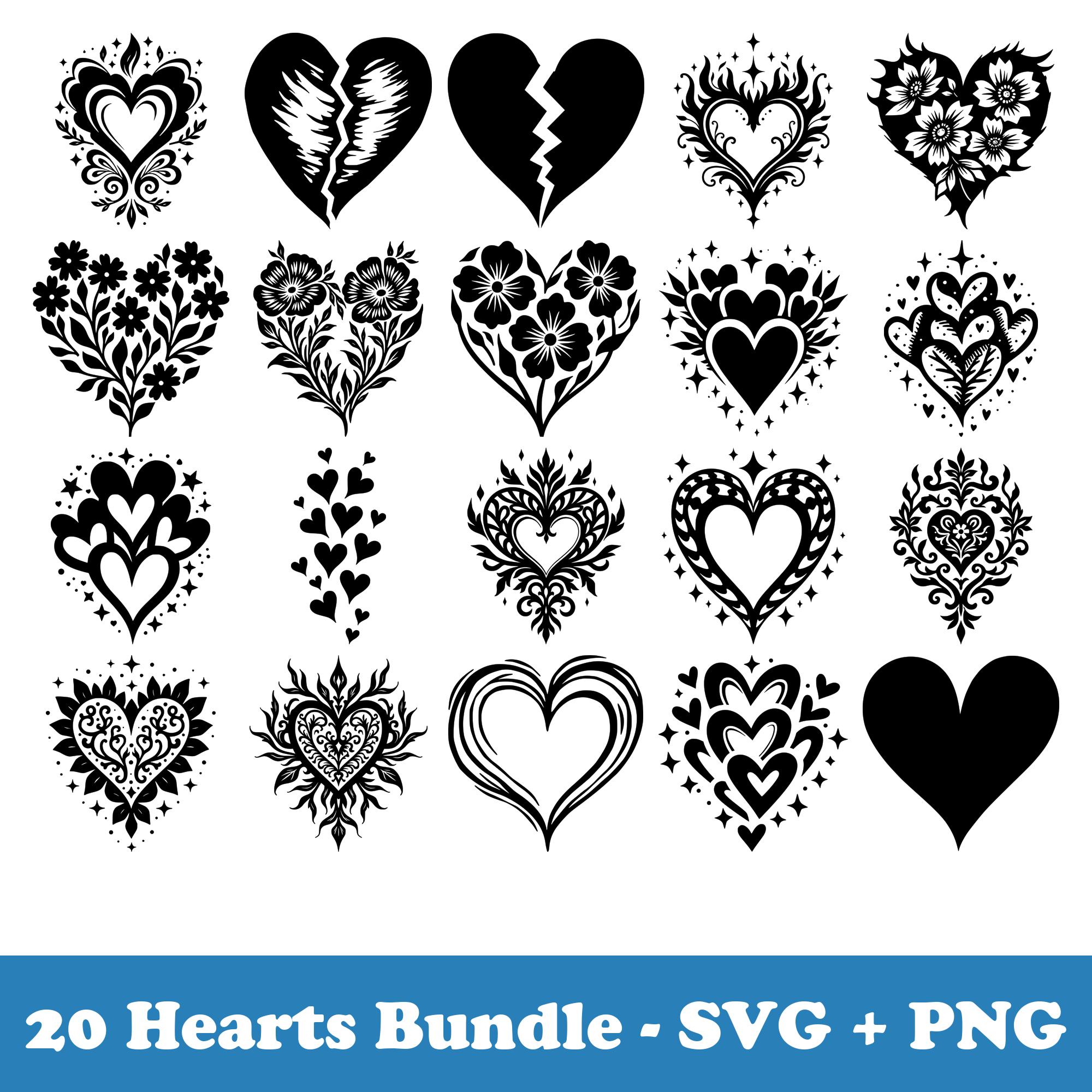 Heart SVG, Heart Cluster SVG, Cricut, Silhouette, Cut File, Heart PNG, Vector Graphic, Design ...