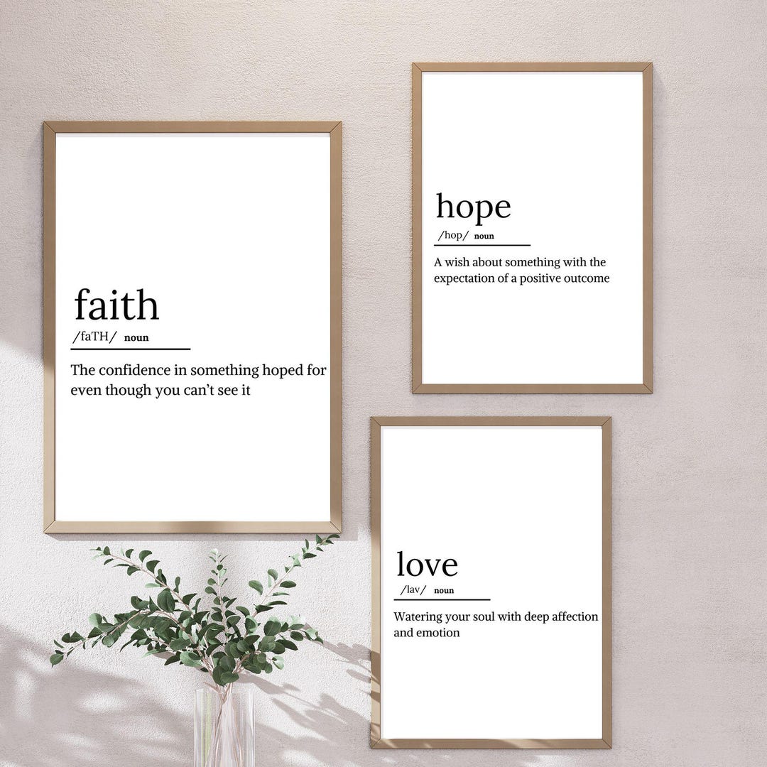 Faith Hope Love Wall Art, Set of 3 Printable Art, Christian Wall Decor ...