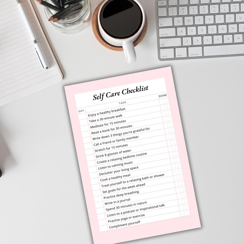 Daily Self Care Checklist, Self-care Plan, Daily Wellbeing Tracker - Etsy