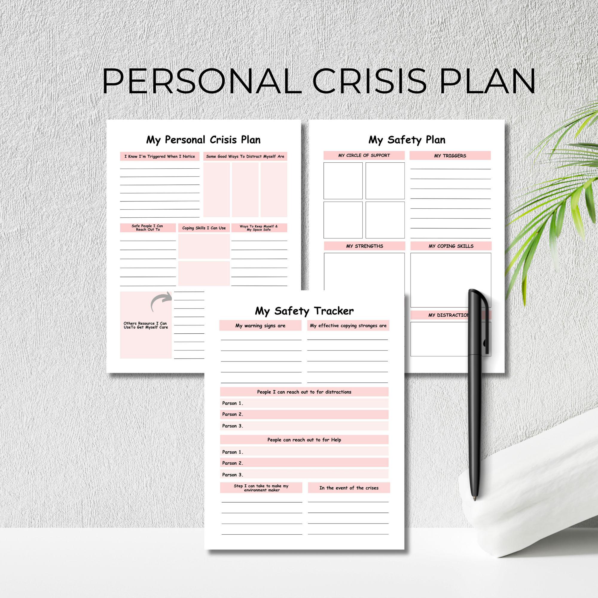 Crisis Safety Plan, Safety Crisis Plan Worksheet, Safety Plan Template ...