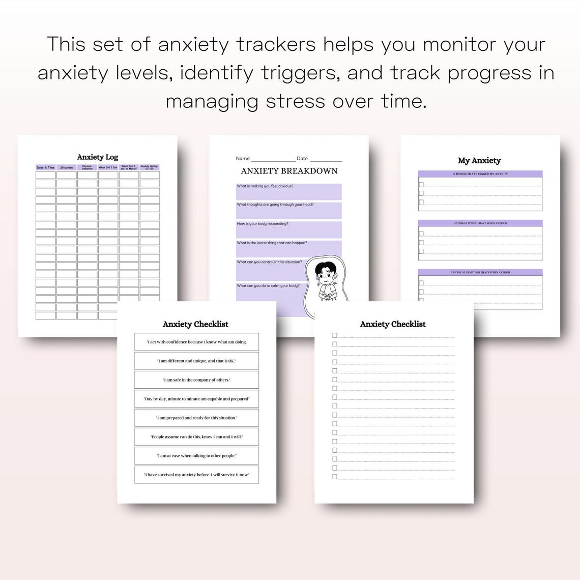 Anxiety Tracker Printable Template, Track Daily Anxiety Levels, Anxiety ...