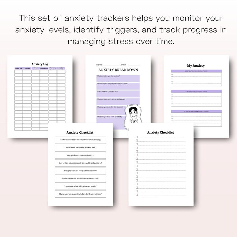 Anxiety Tracker Printable Template, Track Daily Anxiety Levels, Anxiety ...