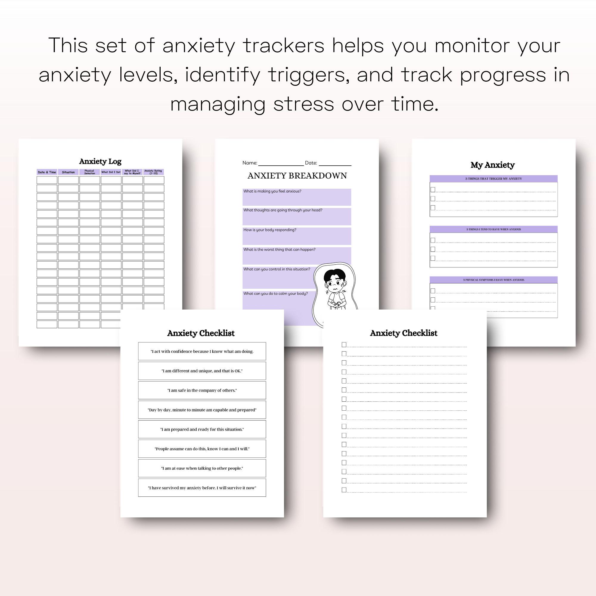 Anxiety Tracker Printable Template, Track Daily Anxiety Levels, Anxiety ...