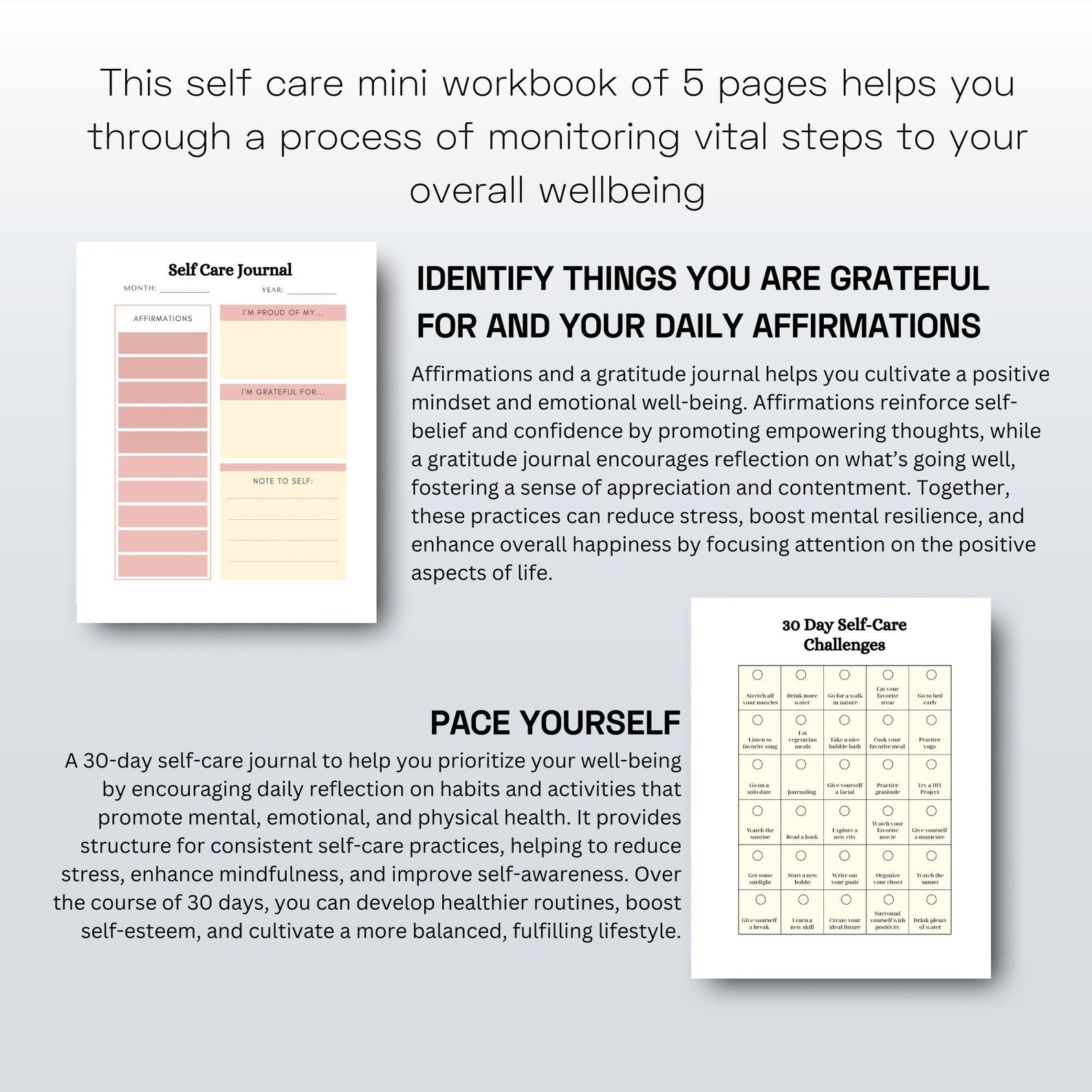 Self Care Planner Printable Editable Worksheets (5 Pages), Self Care ...