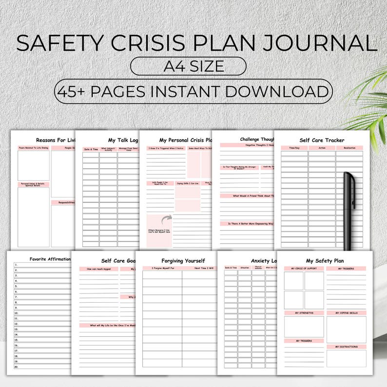 Crisis Safety Plan, Safety Crisis Plan Worksheet, Safety Plan Template ...