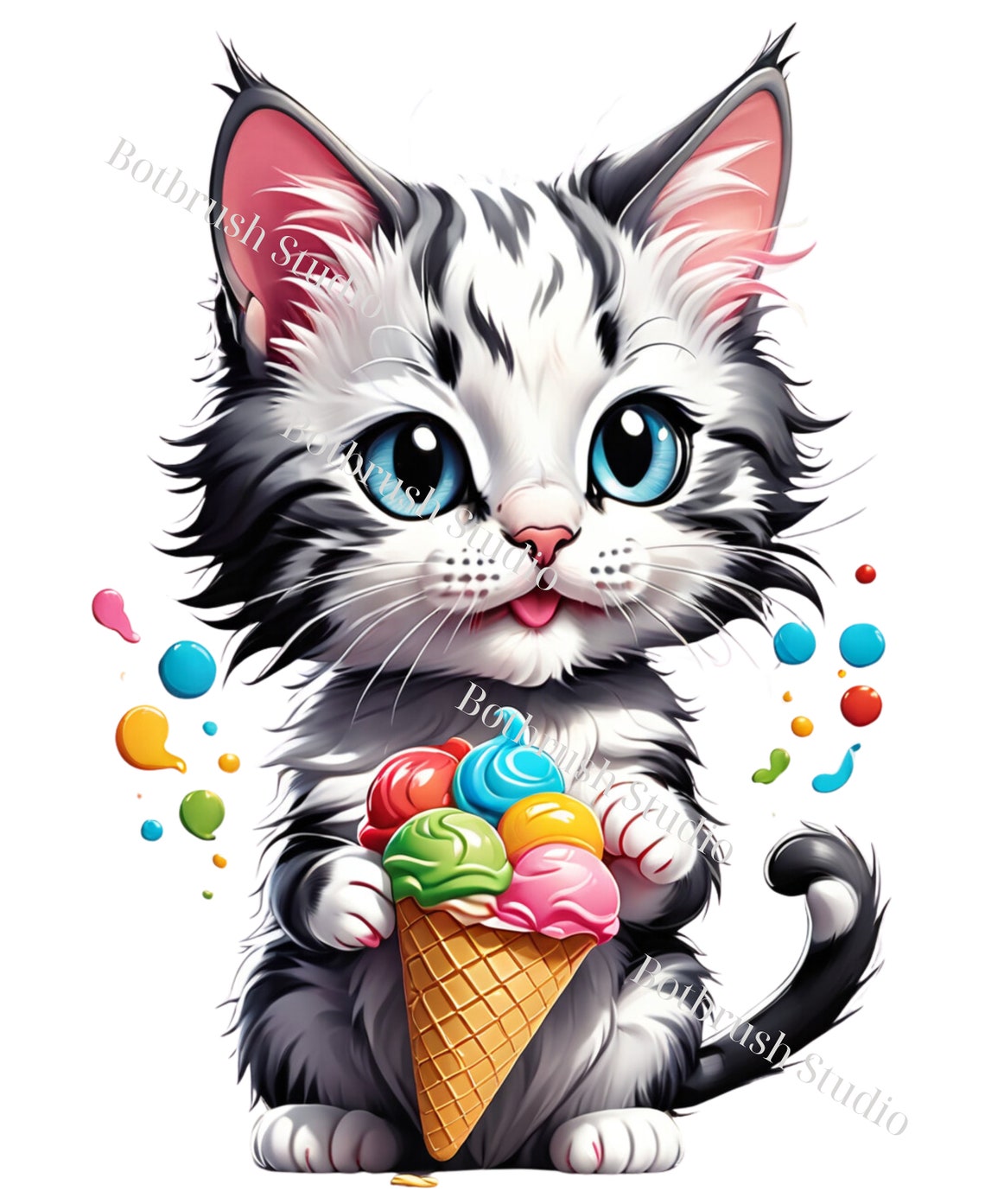 Clipart Chibi Kitten | Cute Kawaii Cat Illustrations for Crafting ...