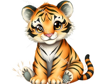 Cute Tiger Clipart | Adorable Illustrations for Crafting, Scrapbooking ...