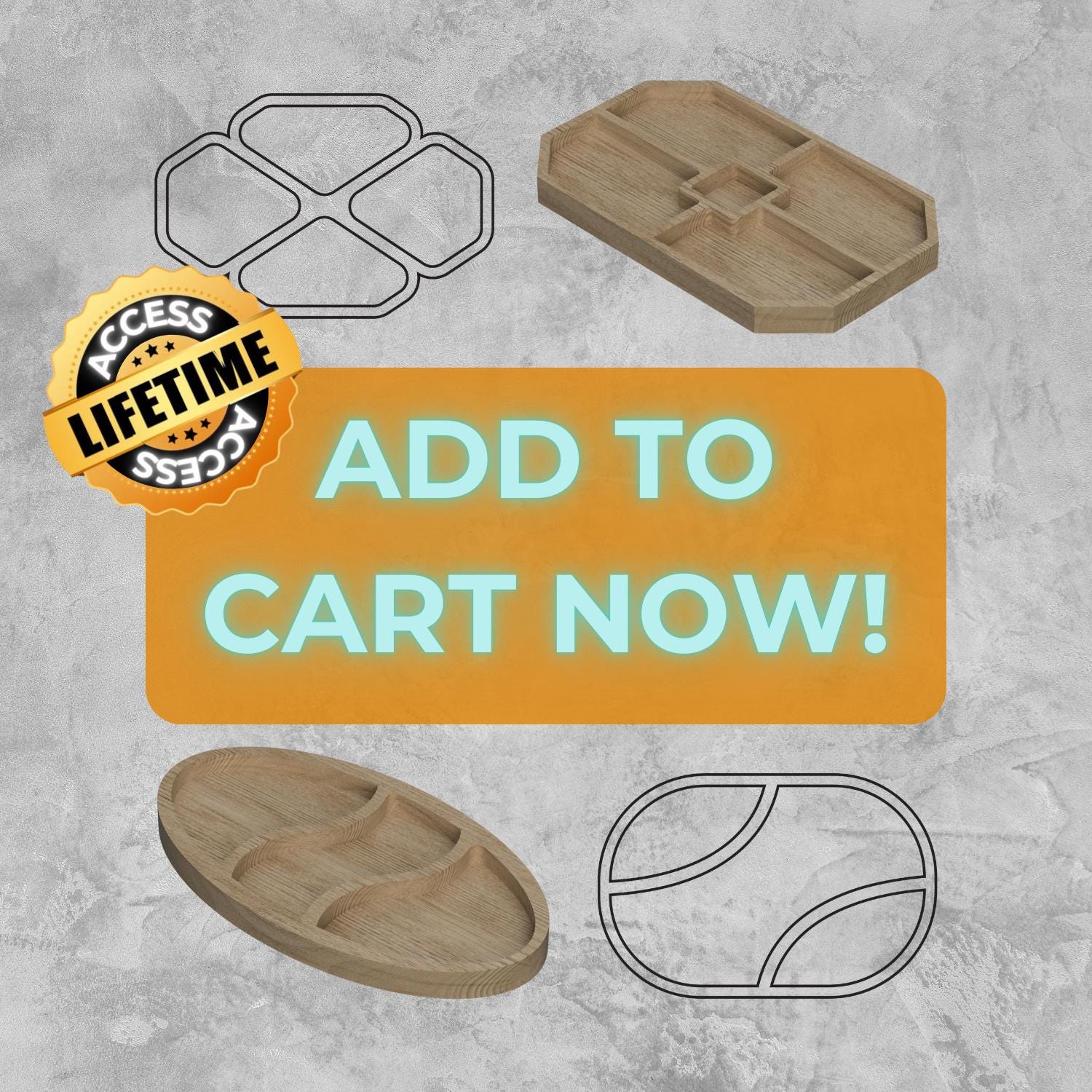 Cnc Tray Laser Cutting Files Bundle, 50+ Unique Serving Tray Digital ...