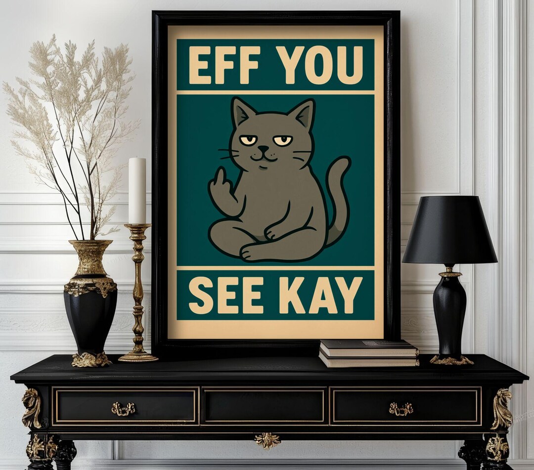 Funny Animal "eff You See Kay" Poster, Retro Art, Trending Funny Decor ...