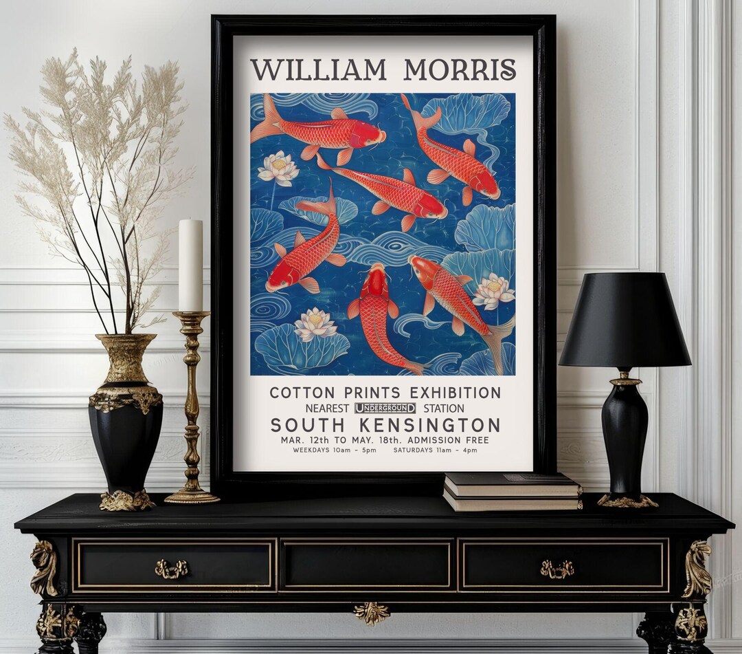 William Morris Koi Fish Print, William Morris Exhibition Print, High ...