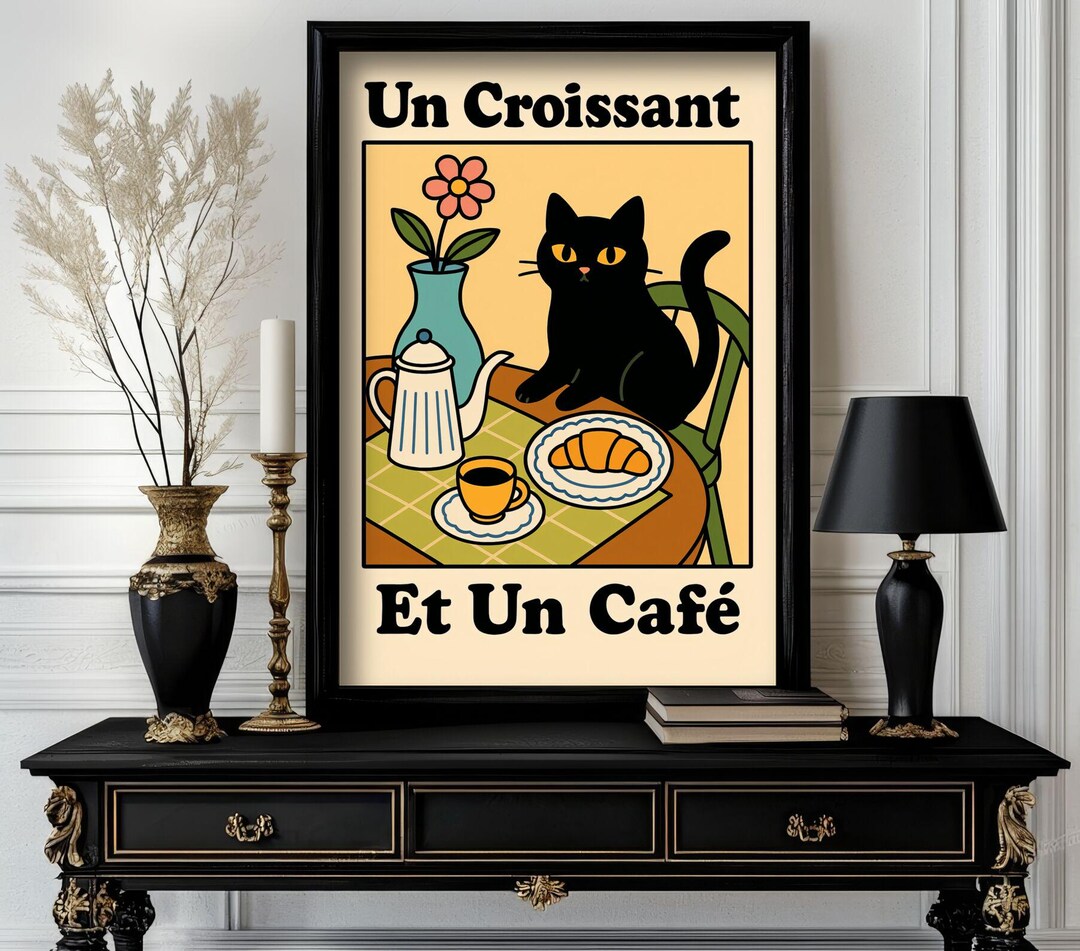 Funny Animal Quote Poster, "un Croissant Et Un Café", Trending Funny ...