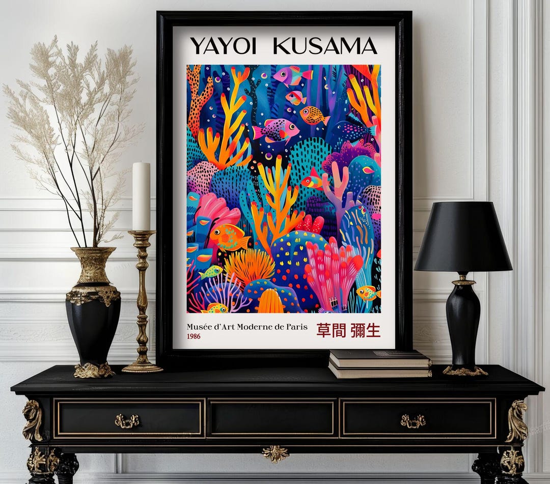 Yayoi Kusama Print Sea, Yayoi Kusama Exhibition Print, High Quality ...