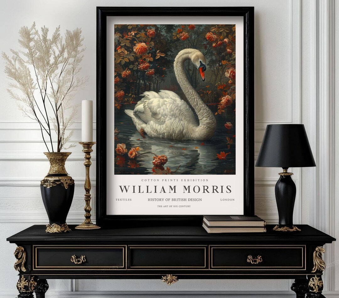 William Morris Swan Bird Print, William Morris Exhibition Print, High ...