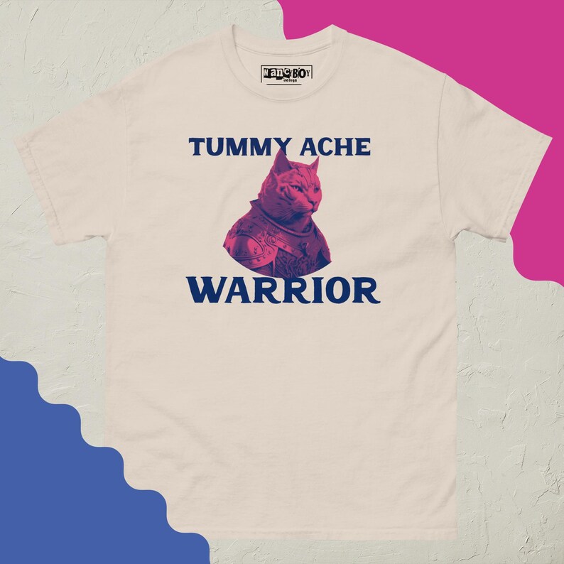 TUMMY ACHE WARRIOR Survivor Cat Meme 100% Cotton Unisex Classic Tee - Etsy