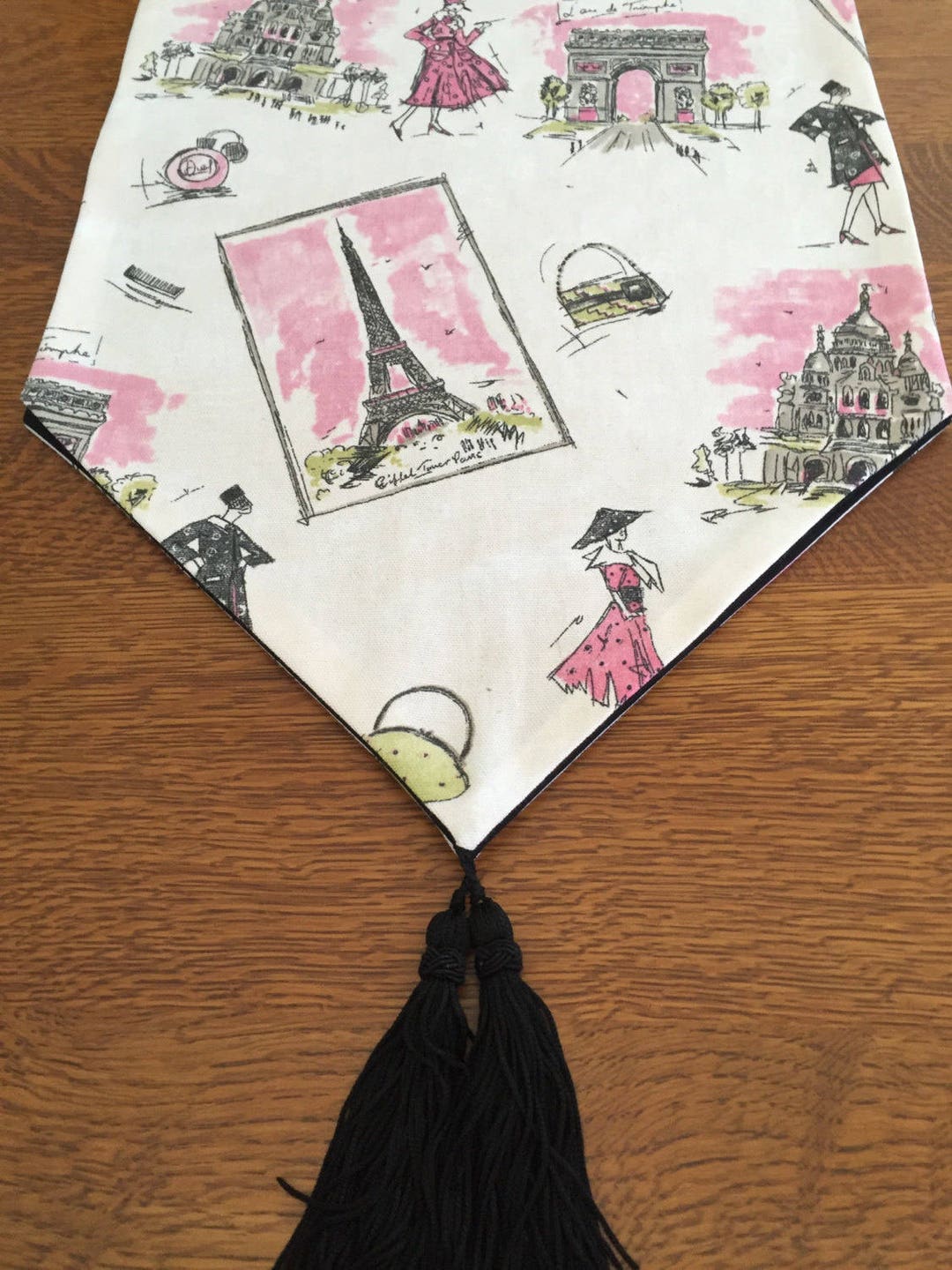 Paris Cotton Table Runner: Waverly Toile, Black & Pink Fashion - Etsy