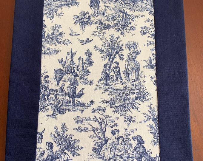 Waverly Rustic Blue (navy) and White Toile Bordered With Blue Rectangle ...