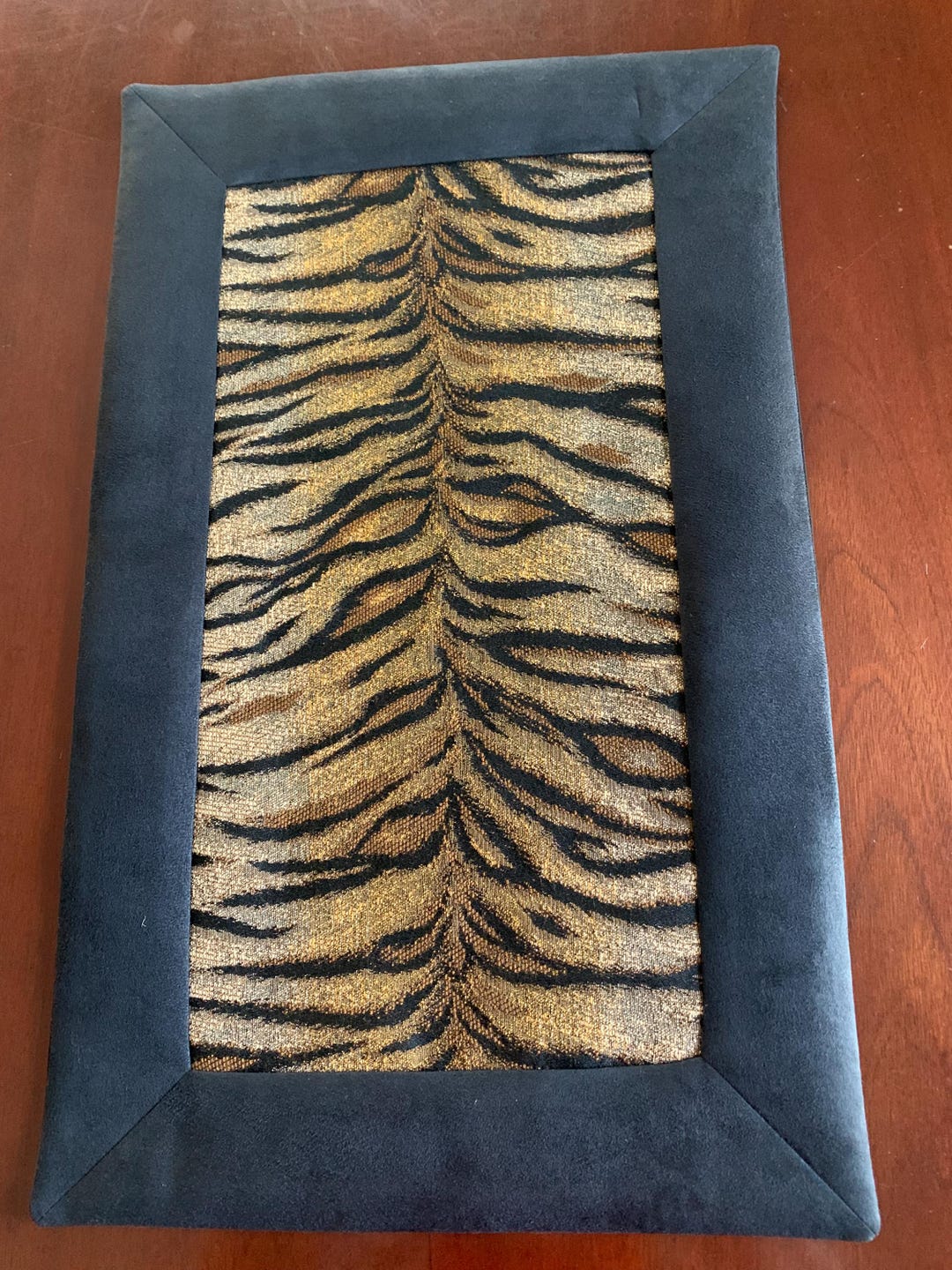 Tiger Print Table Runner, Black Suede Border, Safari Decor - Etsy