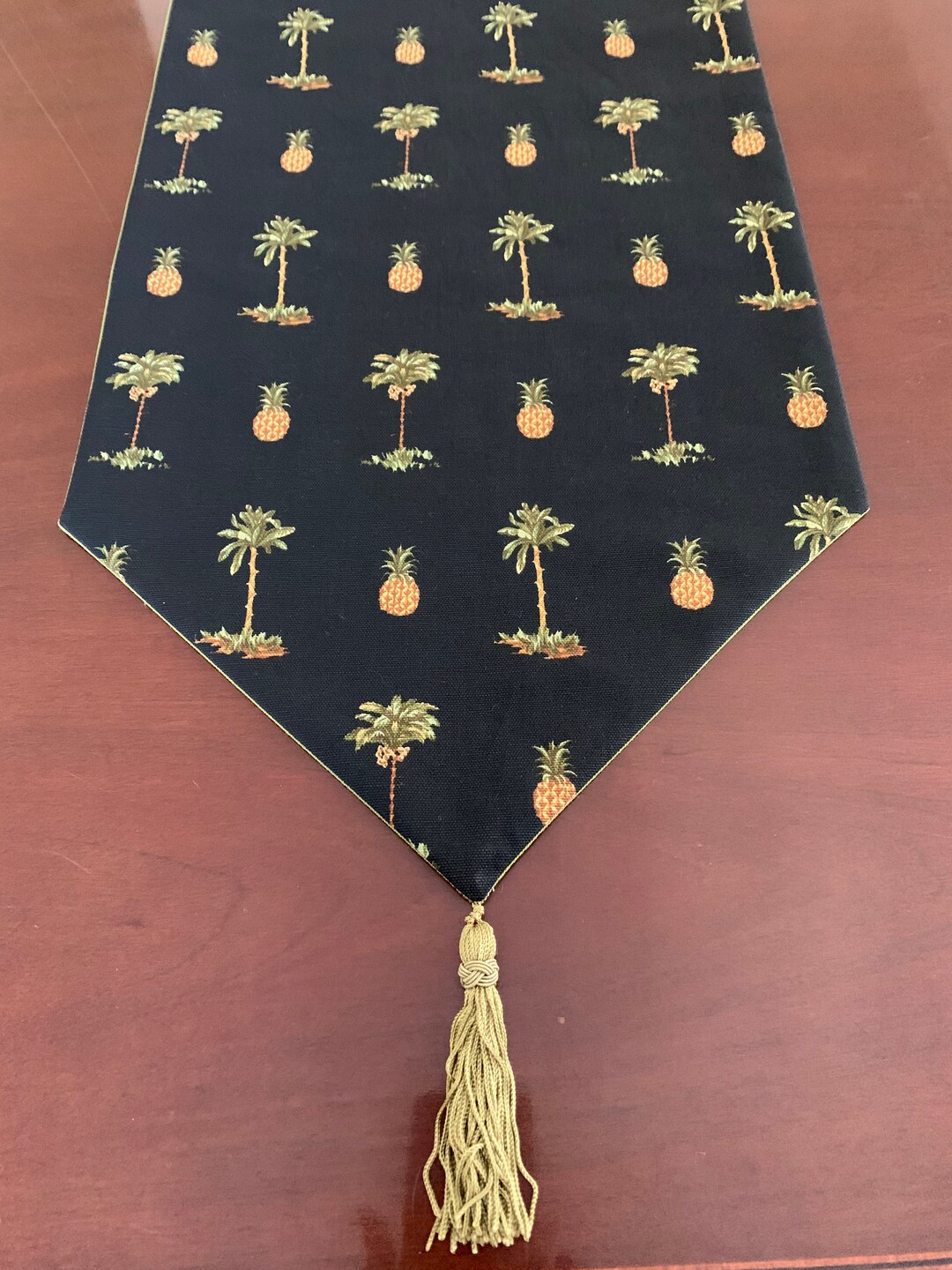 Waverly Aloha Ebony Island Life Tropical Palm Trees and Pineapples on ...