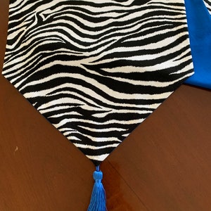 Black and White Zebra Animal Print Wildlife Cotton Table Runner Backed ...