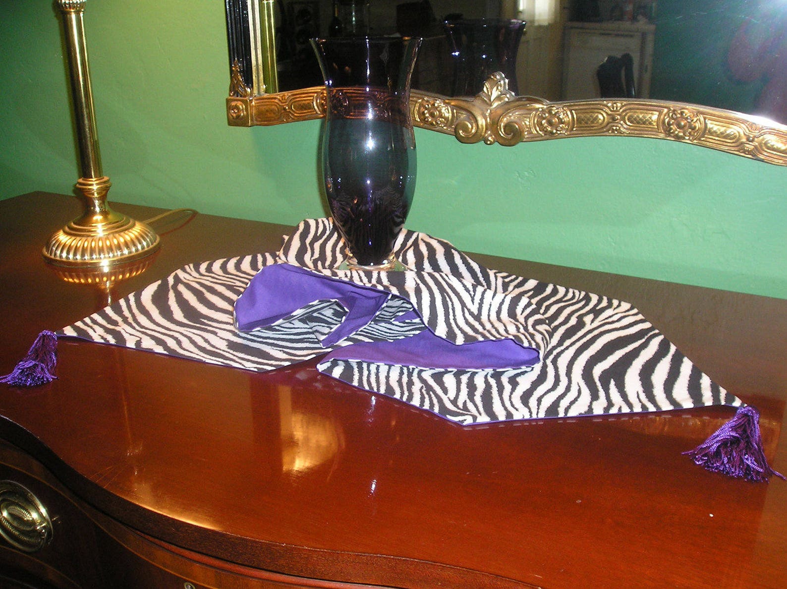 Black and White Zebra Animal Print Wildlife Cotton Table Runner Backed ...