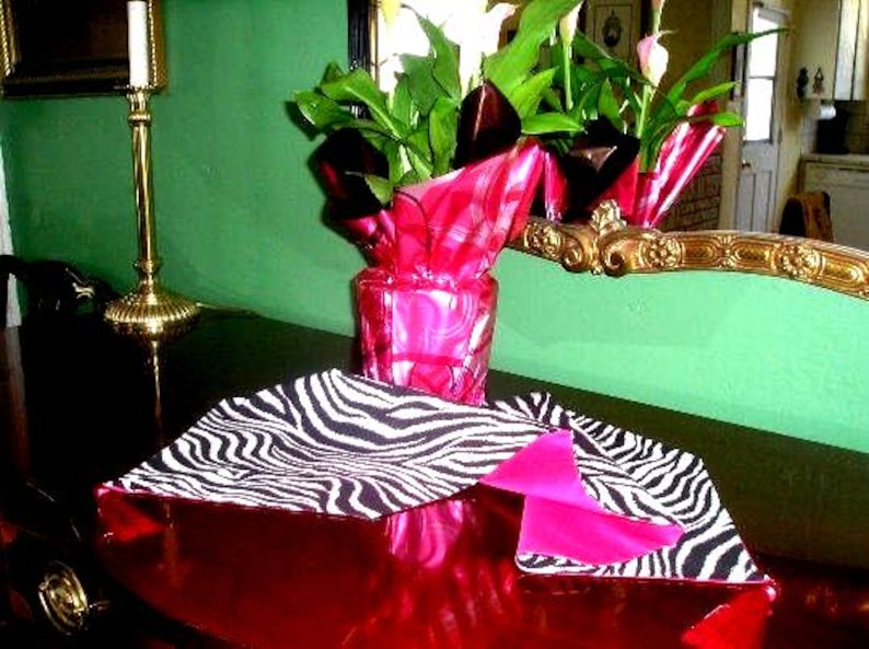 Black and White Zebra Animal Print Wildlife Cotton Table Runner Backed ...