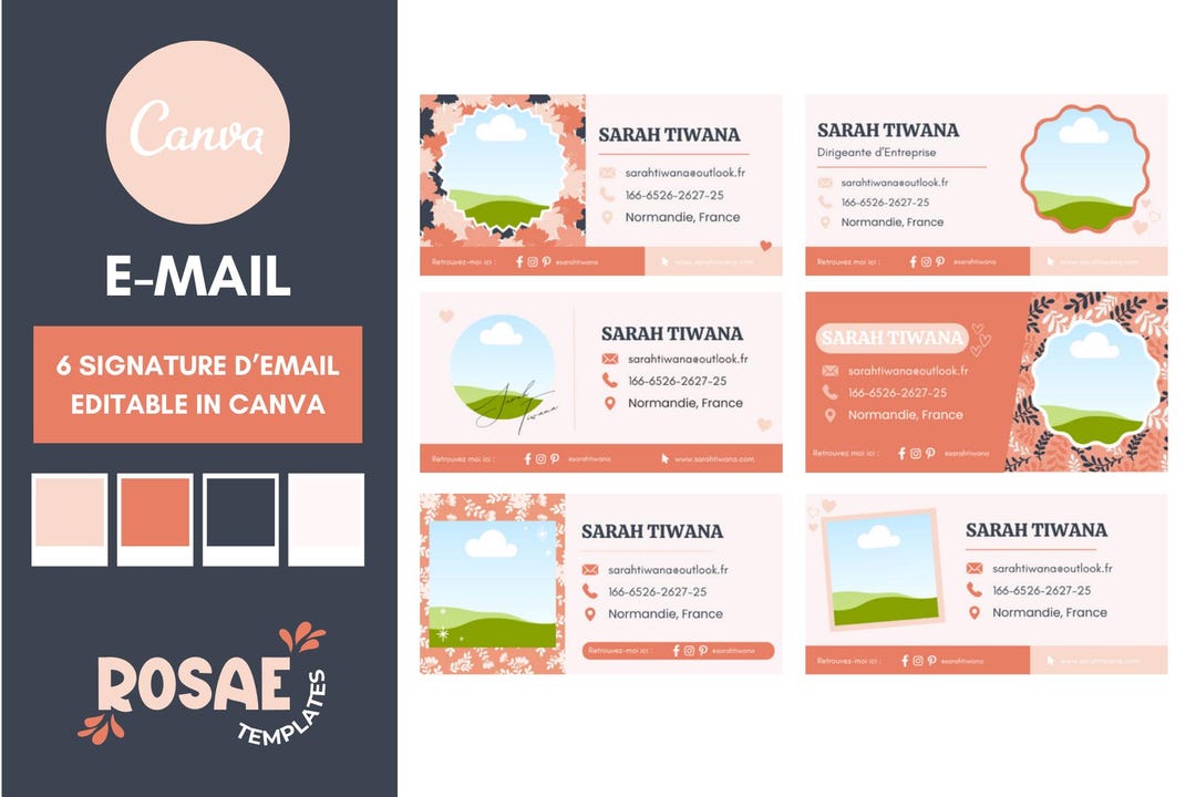 6 Canva Email Signatures, Professional & Feminine Templates, Easily ...