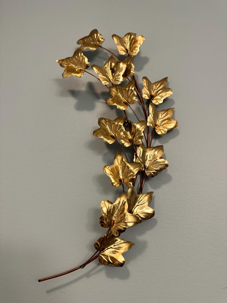 Set of 2 Vintage Brass Ivy Wall Art Gold-toned Metal Leaf Decor - Etsy
