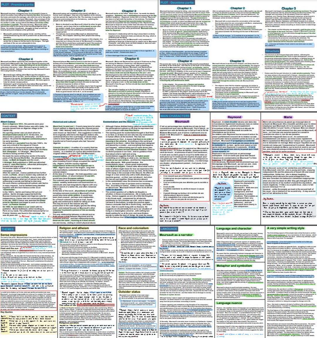 A-level L'etranger Notes 10xa3 Pages - Etsy