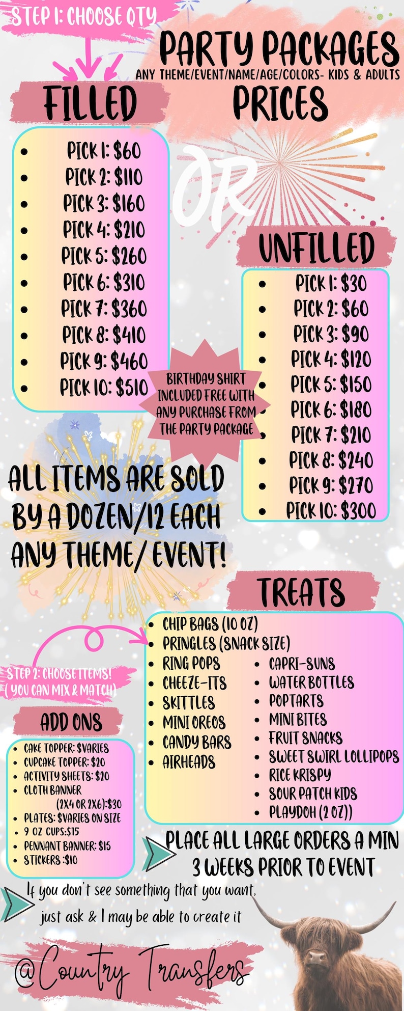 Personalized Party Bundle, Custom Birthday Party, Custom Favors, Custom ...