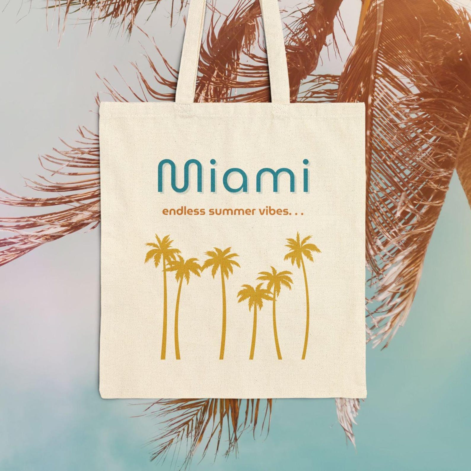 Miami Boho Tote Bag | Cotton Canvas Tote Bag | Miami Souvenir | Miami ...