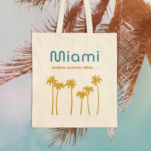 Miami Boho Tote Bag | Cotton Canvas Tote Bag | Miami Souvenir | Miami ...