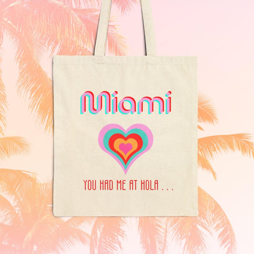 Miami Boho Tote Bag Cotton Canvas Tote Bag Miami Souvenir Miami Beach ...