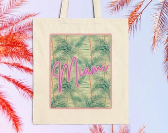Miami Boho Tote Bag | Cotton Canvas Tote Bag | Miami Souvenir | Miami ...