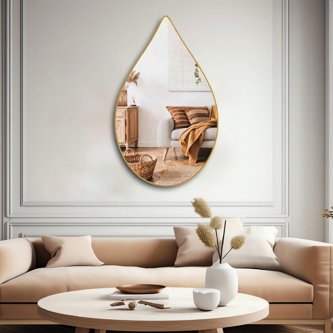 Wooden Raindrop Wall Mirror, Drop Livingroom Mirror, Raindrop Home Wall ...